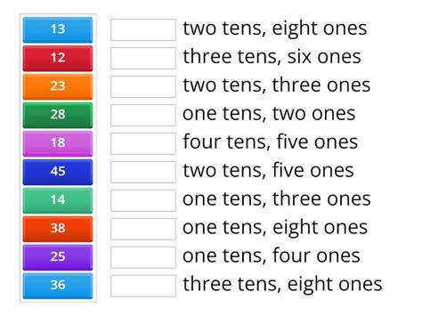 Tens And Ones Grade 1 Match Up