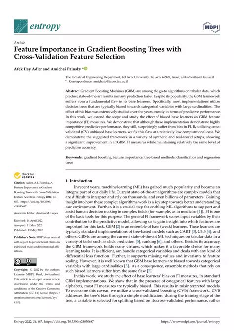 Pdf Feature Importance In Gradient Boosting Trees With Mdpi Dokumen Tips