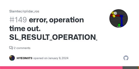 Error Operation Time Out Slresultoperationtimeout · Issue 149 · Slamtecrplidarros · Github