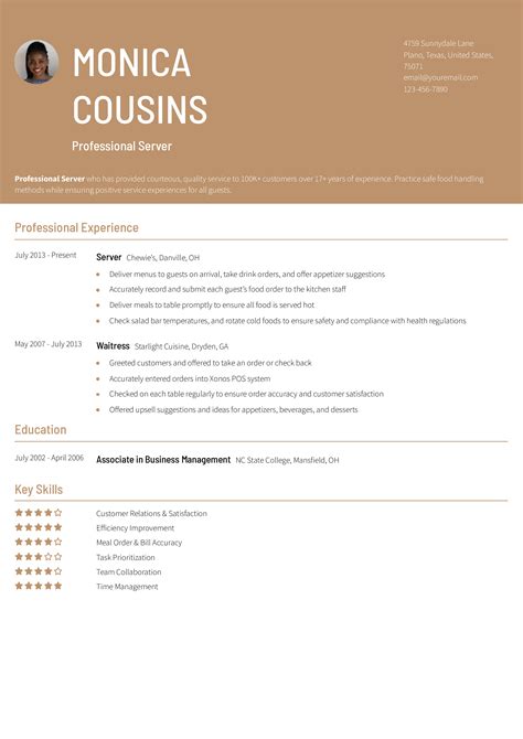 12 Server Resume Examples And Templates For 2025 ResumeBuilder Com