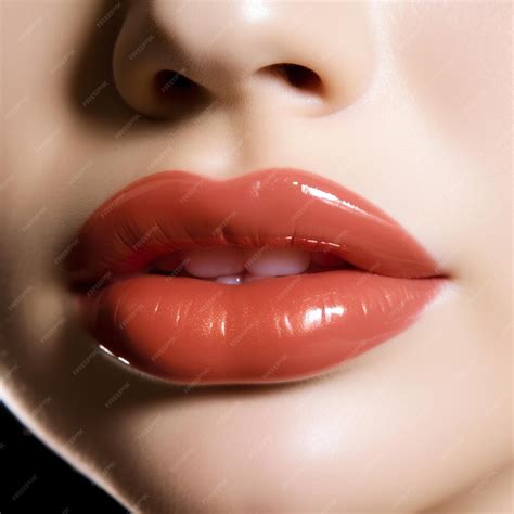 Premium Ai Image Sexual Full Lips Natural Gloss Of Lips And Womans Skin