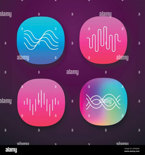 Sound Waves App Icons Set Audio Waves Sound Recording Music Rhythm Logotype Soundwave