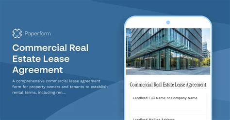 Commercial Real Estate Lease Agreement Form Template Paperform