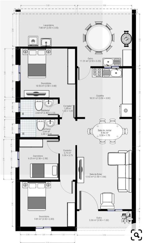 Plano De Casa De 7×12 Metros En Una Planta 7a0 Artofit