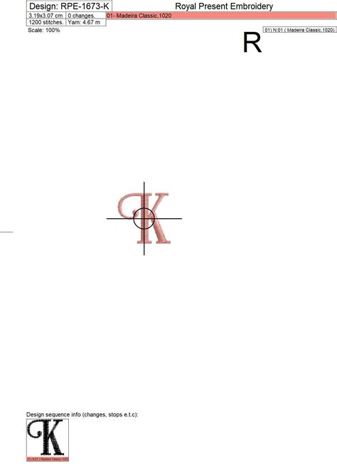Capital Letter K Embroidery Design Royal Present Embroidery