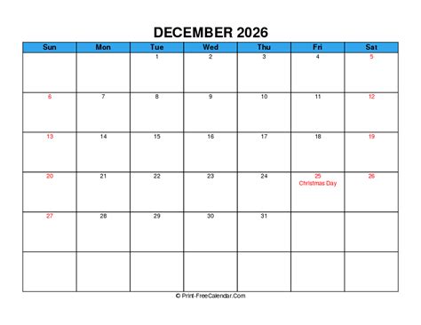 December 2026 Calendars With Usa Holidays Word Pdf Excel