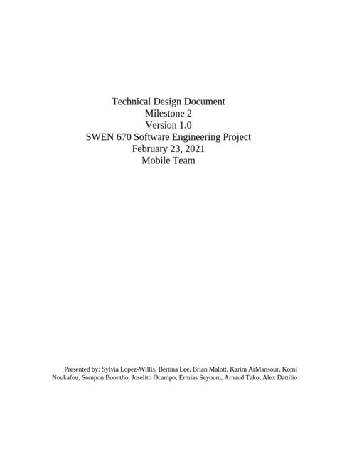 Technical Design Document Mobile Team Pdf Mobile App Application Software