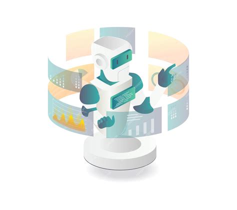 Premium Vector Robot Is Analyzing Data In Isometric Illustration