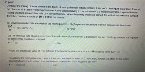 solved 1 point consider the mixing process shown in the