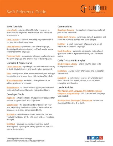 Swift Reference Guide Pdf