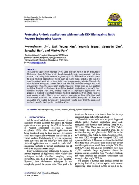 Protecting Android Applications With Multiple Dex Files Against Static Reve Pdf Library
