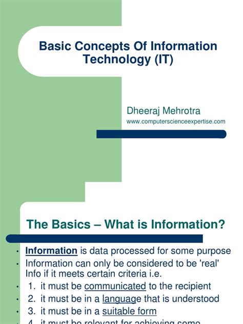 Basic Concepts Of Information Technology It