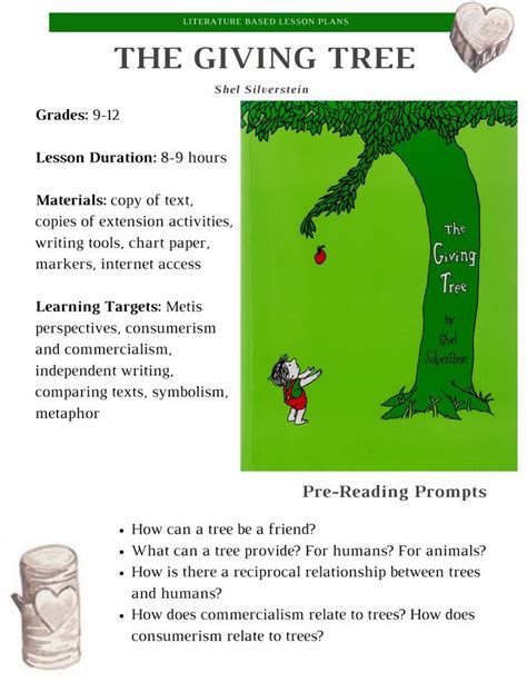 The Giving Tree Lesson Plan Extension Activities Artofit