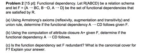 Solved Problem 2 15 Pt Functional Dependency Let Rabcd