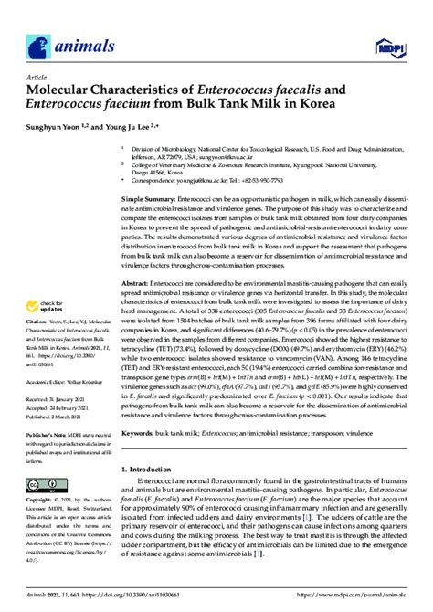 Pdf Molecular Characteristics Of Enterococcus Faecalis And