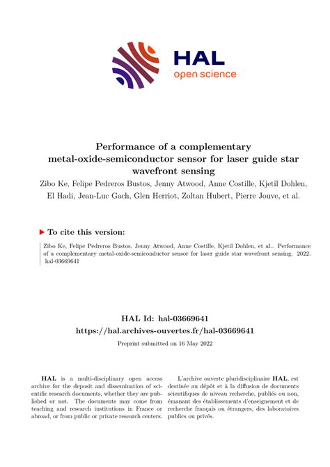 Pdf Performance Of A Complementary Metal Oxide Semiconductor Sensor For Laser Guide Star
