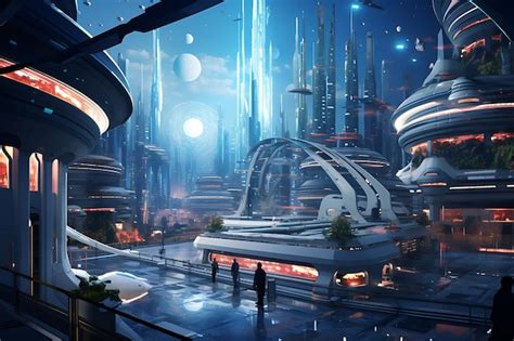 Premium Ai Image Futuristic Cityscape With Sleek Architecture And Unique Transportation Methods