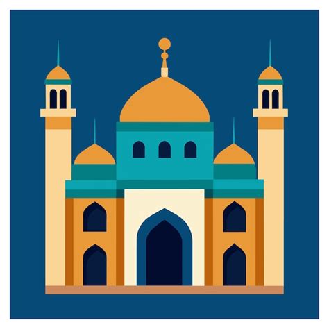 이슬람 모스크 정면 일러스트레이션 프리미엄 벡터
