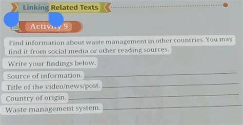 Linking Related Texts Activing 9 Find StudyX