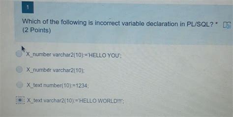 Solved Which Of The Following Is Incorrect Variable Chegg Com