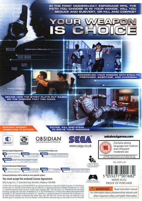 Alpha Protocol Cover Or Packaging Material Mobygames
