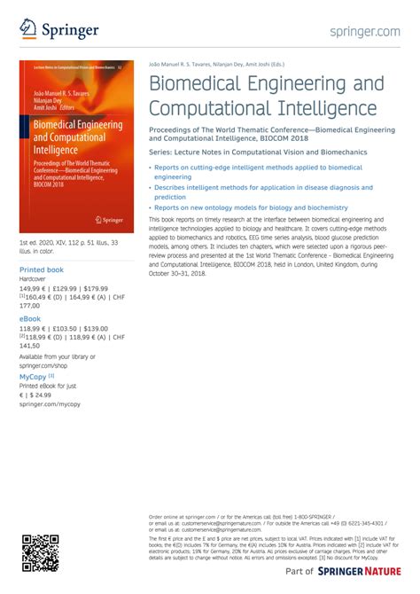 PDF Biomedical Engineering And Computational Intelligence Proceedings Of The World Thematic