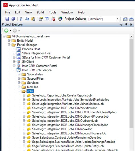 Edit The Job Schedule In The Infor Crm Slx Virtual File System Using Application Architect