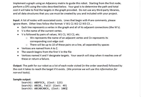 Solved Implement A Graph Using An Adjacency Matrix To Guide