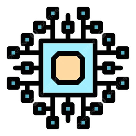 Computer Cpu Icon Color Flat Electrical Cy Data PNG And Vector With Transparent Background