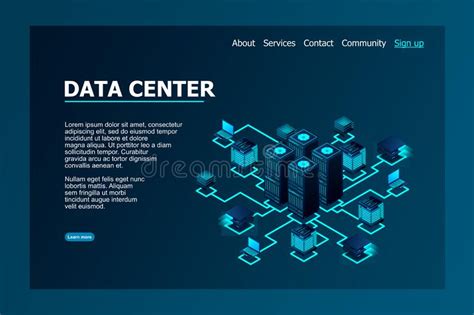 Data Center Cloud Database Concept Of Big Data Processing Center Hosting Server Or Data