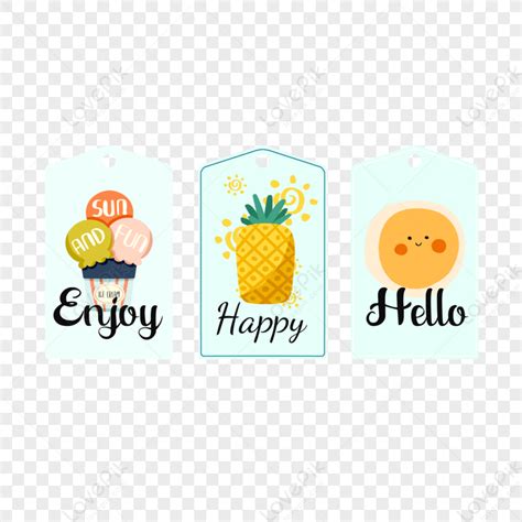 만화 일러스트 아이스크림 여름 휴가 태그과일노랑 Png 일러스트 무료 다운로드 Lovepik