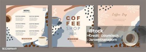 포스터 표지 메뉴 소셜 미디어 게시물 또는 다른 템플릿 디자인을 위한 최소한의 배경에 커피 원두가 있는 스케치 배너 세트입니다 벡터 일러스트 레이 션입니다 10월에 대한