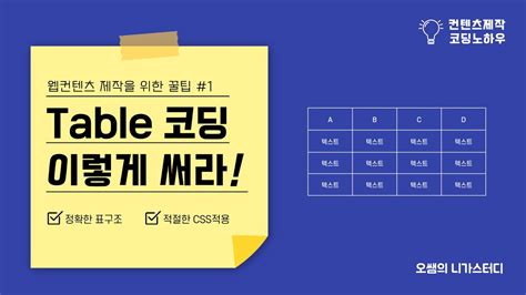 웹컨텐츠제작꿀팁 1 Table 코딩 이렇게 써라 Htmlcss중급강좌 Youtube