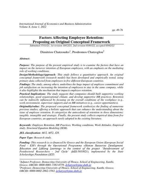 Factors Affecting Employee Retention Proposing An Original Conceptual