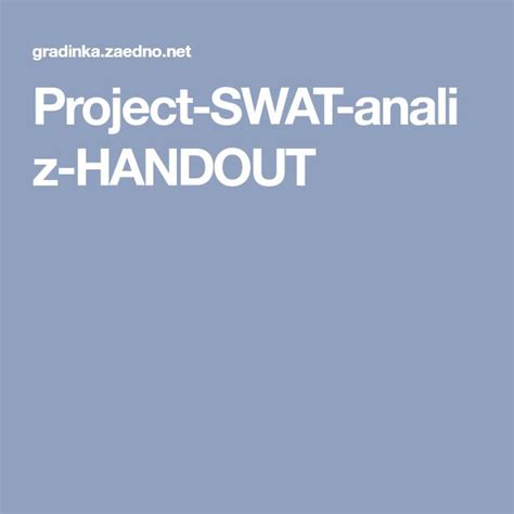 Project Swat Analiz Handout Handouts Swat Projects