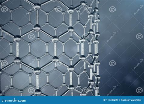 3d Rendering Structure Of The Graphene Tube Abstract Nanotechnology Hexagonal Geometric Form