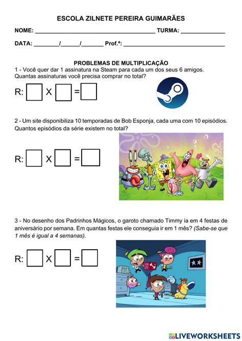 Problemas De Matematica 3 Ano Multiplicação E Divisão Herbsedu