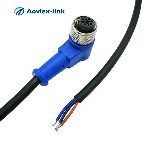 M12 To Open Cable M12 5pin A Coding Cable M12 Female Connector Right Angle Stripping And Tinning