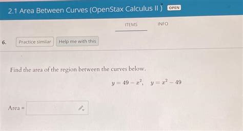 Solved Area Between Curves OpenStax Calculus II Find Chegg Com