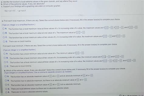 Solved A Identify The Functions Local Extreme Values In