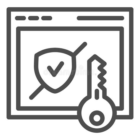 Verified Secure Site Line Icon Computer Authorization Vector Illustration Isolated On White