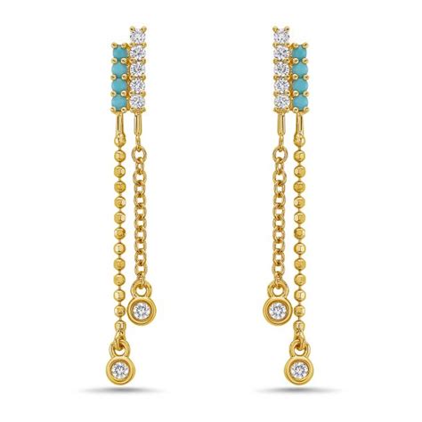 Bassali Turquoise And 15ctw Diamond Yellow Gold Drop Earrings Reeds