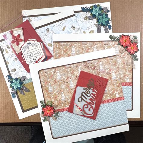 Christmas Scrapbook Pgs In Red Or Turquoise 12x12 Premade Kit 3d