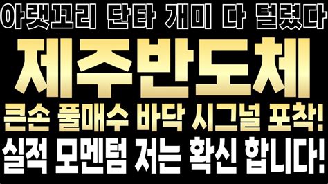 제주반도체 아랫꼬리 단타 개미 다 털렸다 큰손 풀매수 바닥 시그널 포착 제주반도체 팹리스 장교수 Youtube