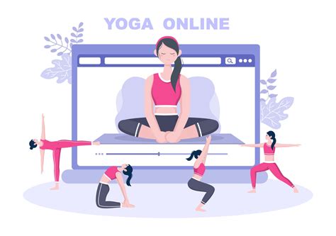 Online Lessons Yoga And Meditation Classes Concept 2211836 Vector Art