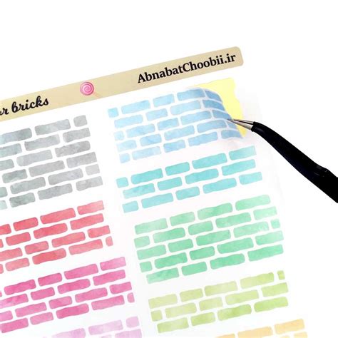 استیکر طرح آجر رنگی ژورنال آبنبات چوبی