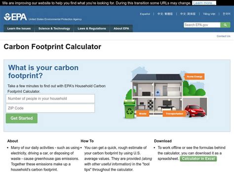 Epa Household Carbon Footprint Calculator Interactive For 9th 10th