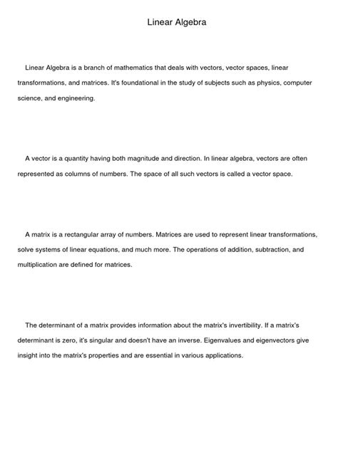 Linear Algebra Notes Pdf