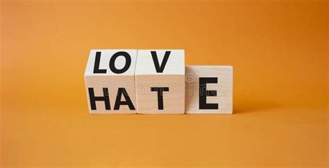 Love Vs Hate Symbol Wooden Cubes With Words Hate And Love Beautiful