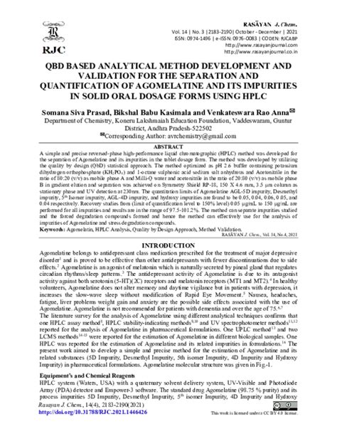 Pdf Qbd Based Analytical Method Development And Validation For The Separation And